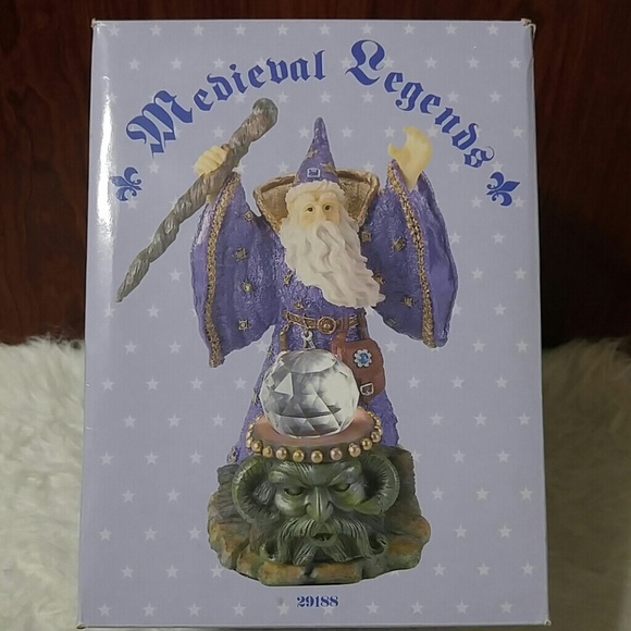 Medieval Legends | Accents | Purple Wizard With Crystal Ball Statue ...